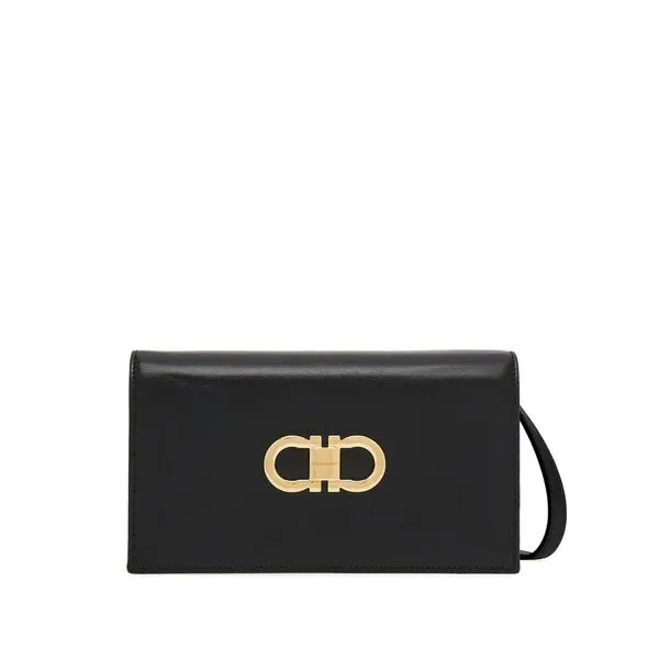 FERRAGAMO Calfskin Gancini Mini Bag - Black