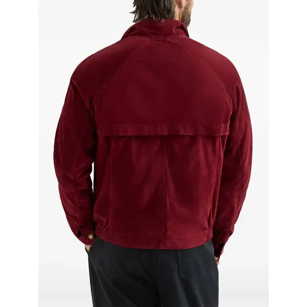 Brunello Cucinelli Suede Stand Collar Zip-up Jacket - Red