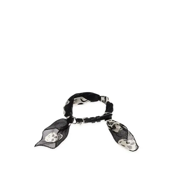 Alexander McQueen Skull Print Leather Bracelet - Black