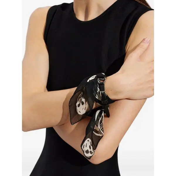 Alexander McQueen Skull Print Leather Bracelet