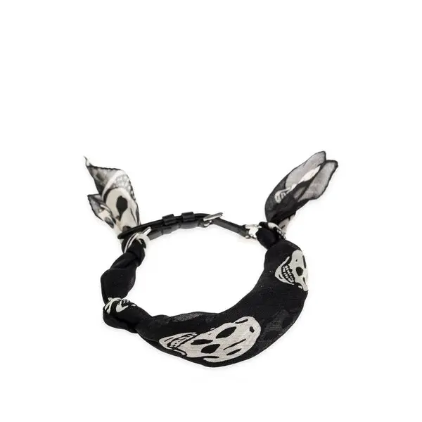 Alexander McQueen Skull Print Leather Bracelet