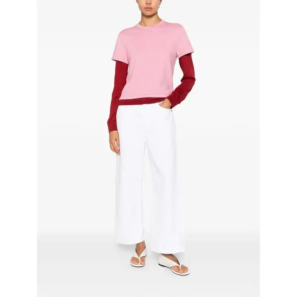 Guest In Residence Layered Effect Fine Knit Crew Neck Top