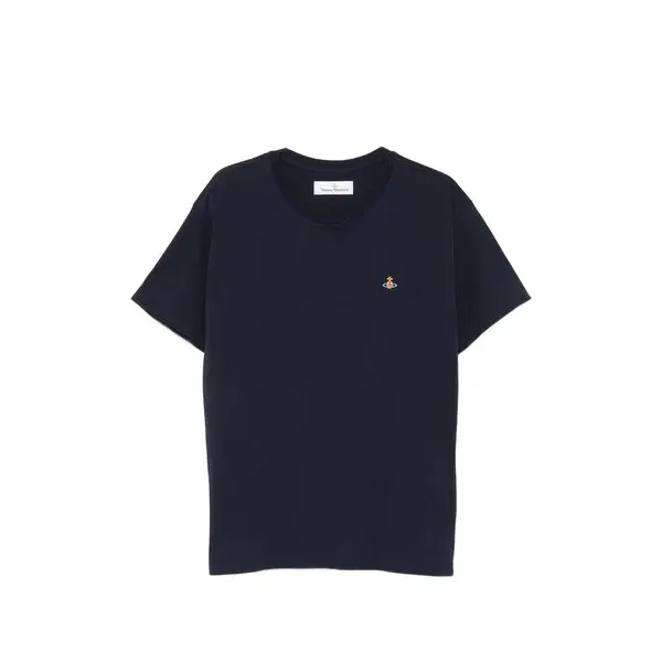 VIVIENNE WESTWOOD Navy Cotton Embroidered Orb T-shirt - Blue
