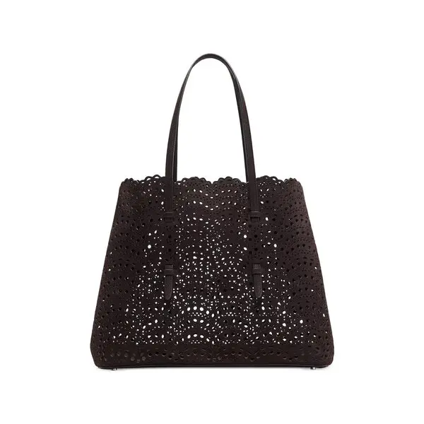 Alaïa Smoky Nubuck Laser-cut Vienne Motif Tote Bag - Brown