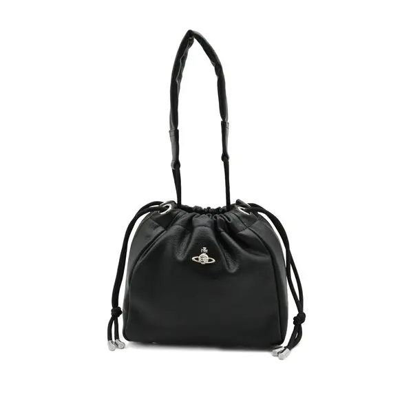 VIVIENNE WESTWOOD Saffiano Leather Shoulder Bag With Silver-tone Orb Plaque