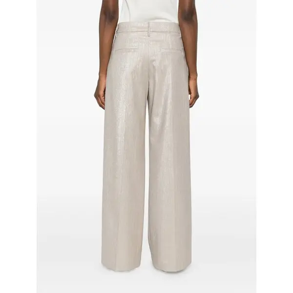 Brunello Cucinelli Palazzo Pants With Shimmer Effect - Cream