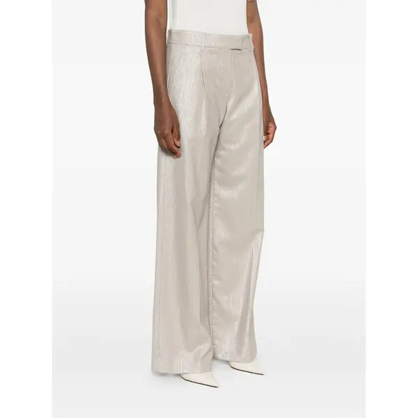 Brunello Cucinelli Palazzo Pants With Shimmer Effect - Cream