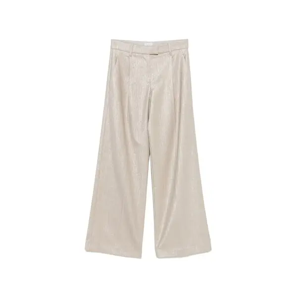 Brunello Cucinelli Palazzo Pants With Shimmer Effect - Cream