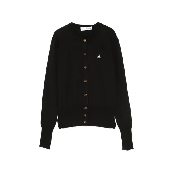 VIVIENNE WESTWOOD Cotton Blend Cardigan With Orb Embroidery - Black
