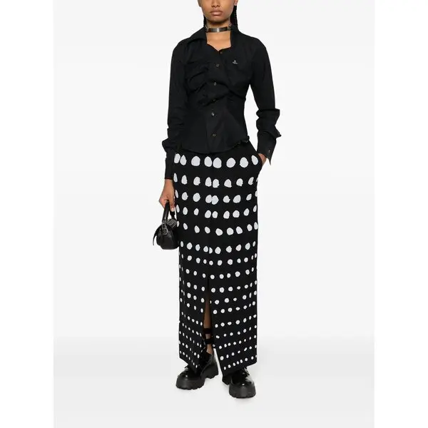 VIVIENNE WESTWOOD Cotton Ruched Bodice Asymmetric Design Shirt - Black