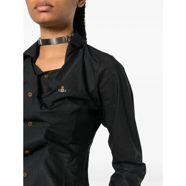 VIVIENNE WESTWOOD Cotton Ruched Bodice Asymmetric Design Shirt - Black