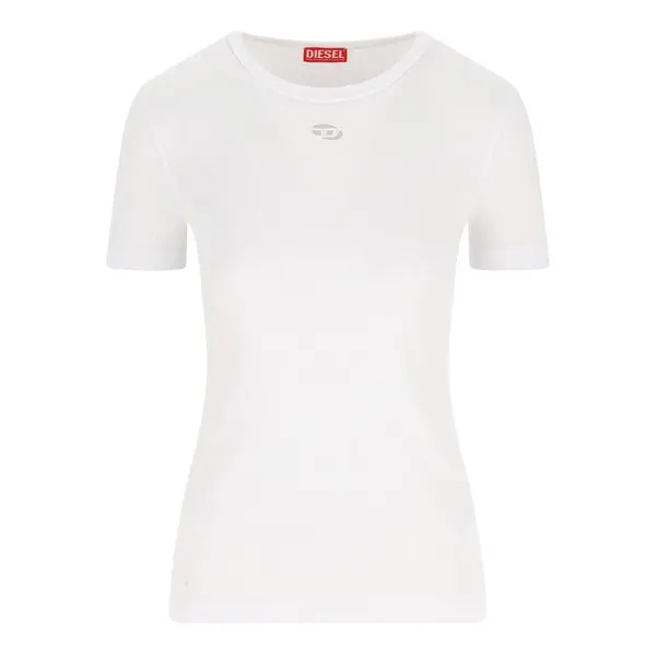 DIESEL® Ribbed Logo Detail T-shirt - White
