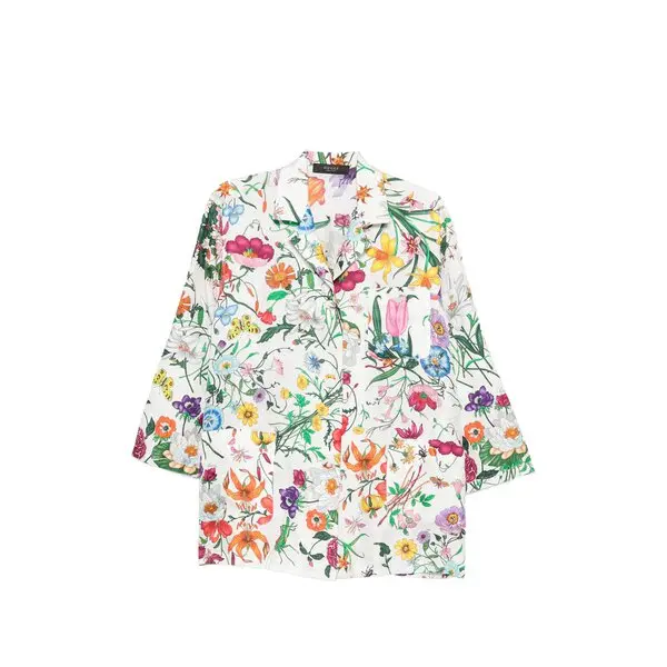 Gucci Flora Print Silk Shirt - White