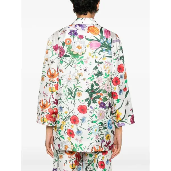 Gucci Flora Print Silk Shirt - White