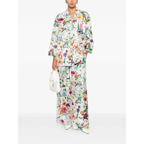 Gucci Flora Print Silk Shirt - White
