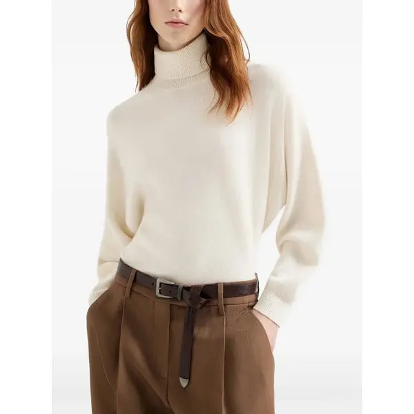 Brunello Cucinelli Cashmere High Neck Sweater - Cream