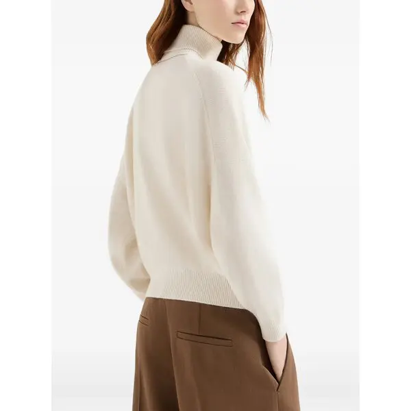 Brunello Cucinelli Cashmere High Neck Sweater - Cream