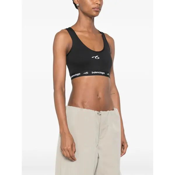Balenciaga Cropped Logo Racerback Sports Bra