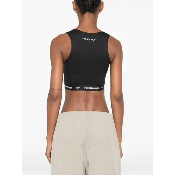 Balenciaga Cropped Logo Racerback Sports Bra