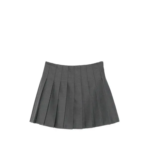 SELF-PORTRAIT Pleated Wool Blend Skirt With Lace Trim