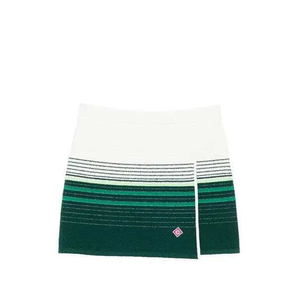 Casablanca Striped Terry Cloth Asymmetric Wrap Skirt - Green