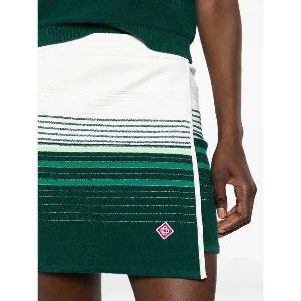 Casablanca Striped Terry Cloth Asymmetric Wrap Skirt