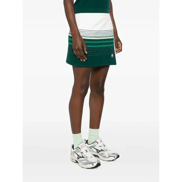 Casablanca Striped Terry Cloth Asymmetric Wrap Skirt