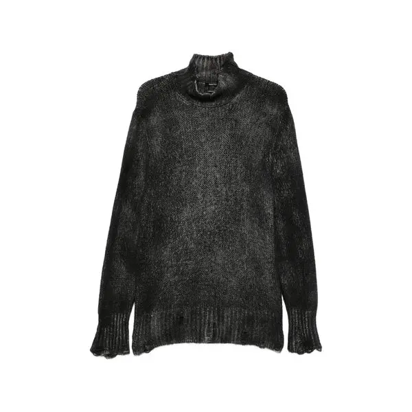 Avant Toi Charcoal Grey Chunky Knit Roll Neck Sweater - Gray