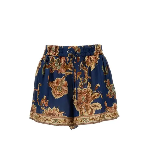 Zimmermann Floral Print Silk Shorts - Blue