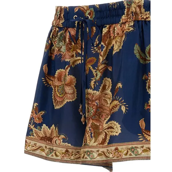 Zimmermann Floral Print Silk Shorts - Blue