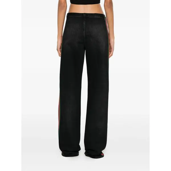 Gucci Denim Wide-leg Jeans With Web Stripe
