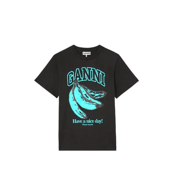GANNI Graphic Print T-shirt - Gray