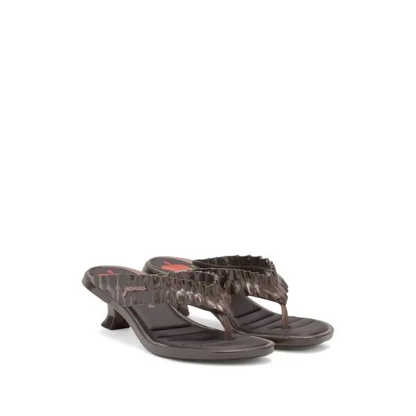 GANNI Slip-on Ruffled Slides With Strawberry Print