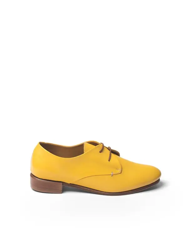 Lukure Kate Kangaroo Leather Lace-up Flats - Lemon