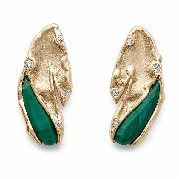 RARE MATTERS JEWELRY Lustrous Inlay Malachite Stud Earrings - Green