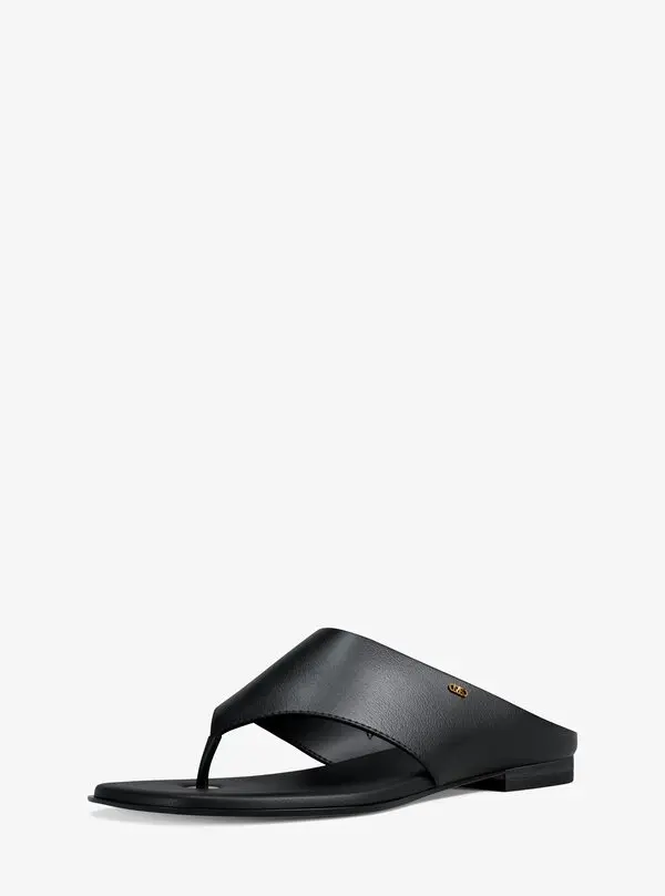 Michael Kors Alster Leather Thong Sandals - Black