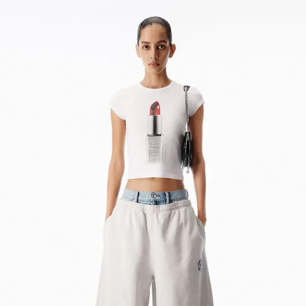 Alexander Wang Lipstick Baby Tee - Ash White