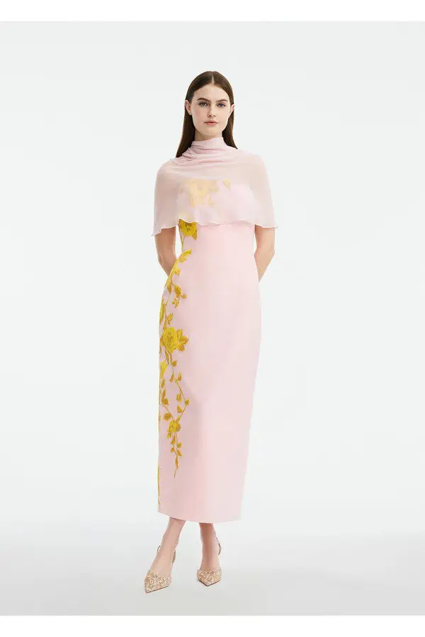 Lela Rose Silk Chiffon Capelet