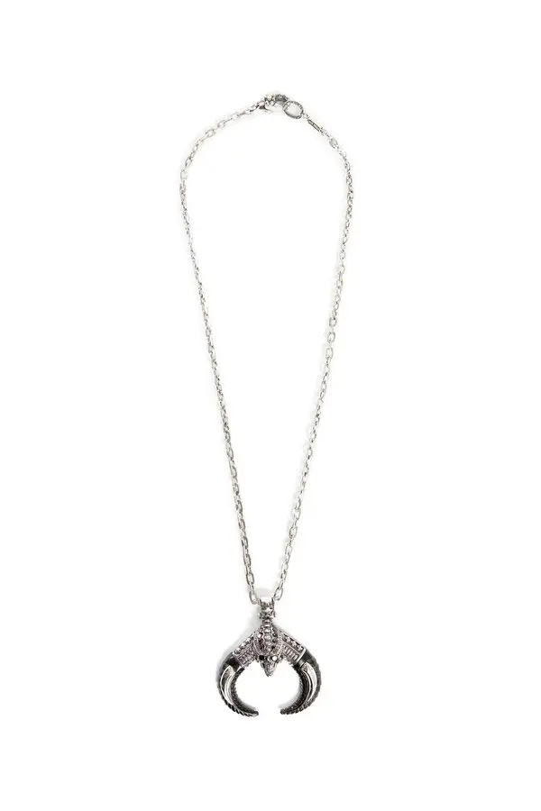 KD2024 Skull Alien Horn Necklace - Silver