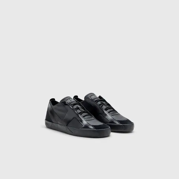 DIESEL® S-slante-d Sneakers In Suede And Leather With D Logo - Black