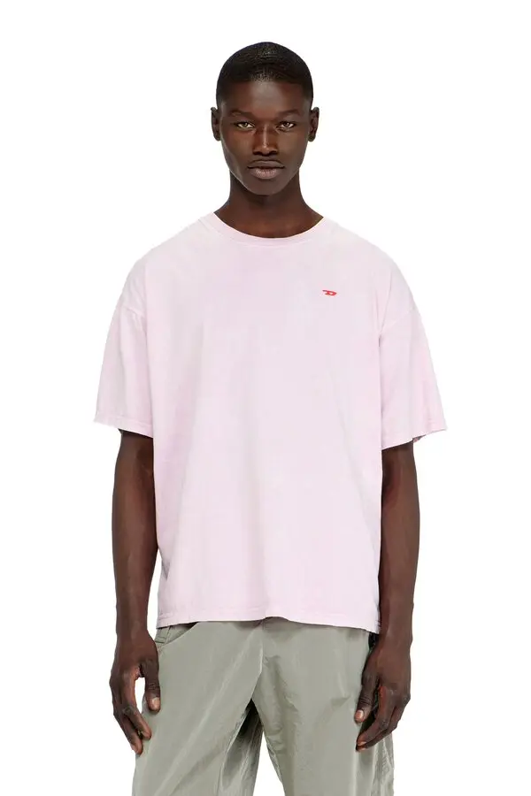 DIESEL® Cotton T-shirt With Treated Effect - Pink
