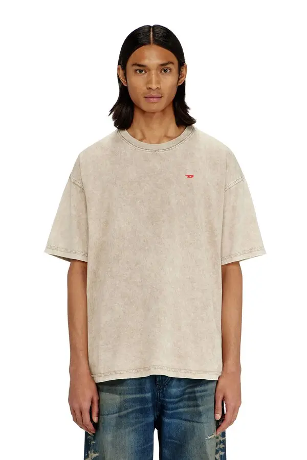 DIESEL® Cotton T-shirt With Treated Effect - Beige