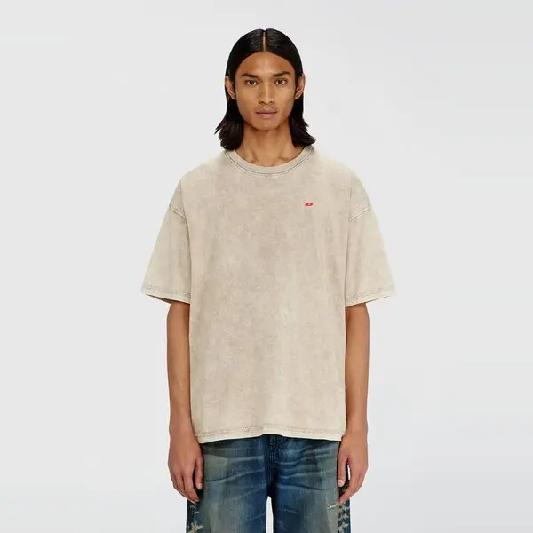 DIESEL® Cotton T-shirt With Treated Effect - Beige