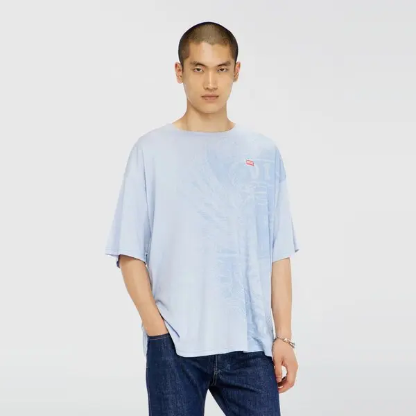 DIESEL® Relaxed T-shirt With Pigment Prints - Blue