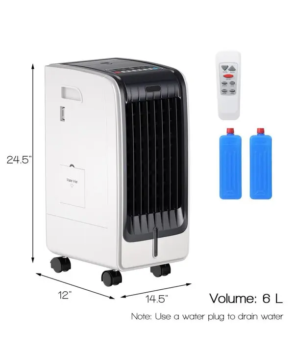MECALE Portable Evaporative Air Cooler With 6l Tank 3 Speed And 8h Timer