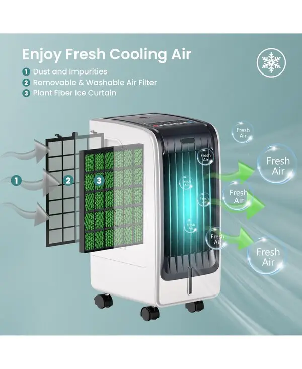 MECALE Portable Evaporative Air Cooler With 6l Tank 3 Speed And 8h Timer