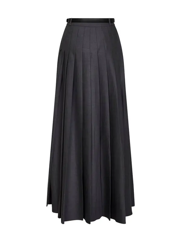SELF-PORTRAIT Belted Pleated Maxi Skirt