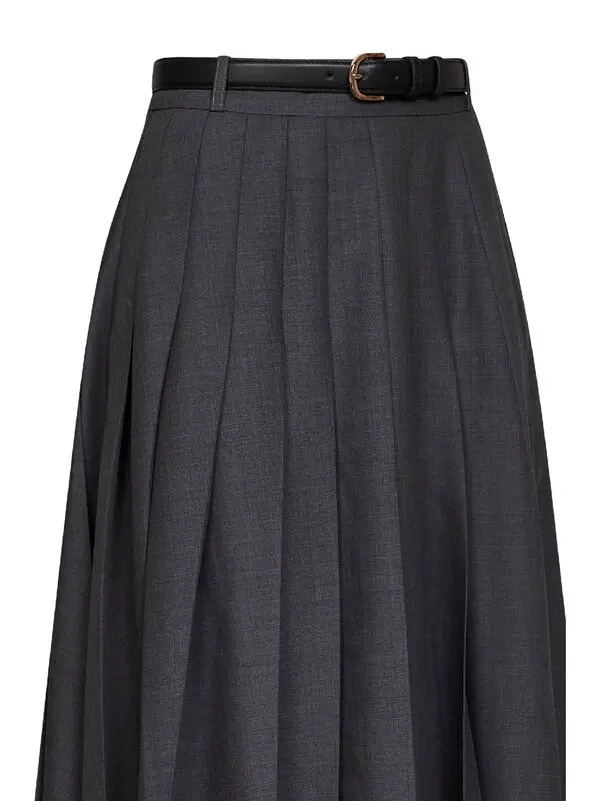 SELF-PORTRAIT Belted Pleated Maxi Skirt