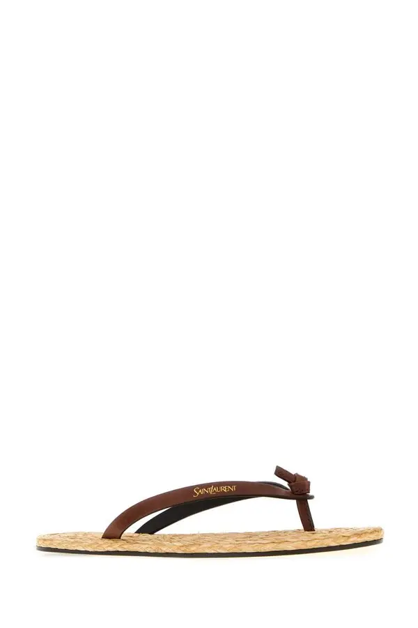 Saint Laurent Leather Jota Thong Slippers