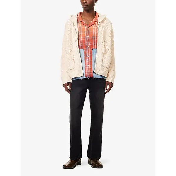FOUND Zip-up Cable-knit Cotton-blend Hoody
